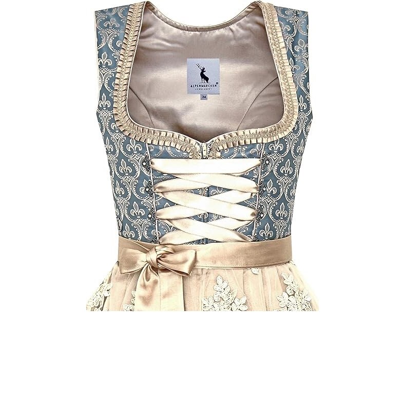Costum bavarez Oktoberfest dama, Dirndl, albastru, bej, marimea 32 ...