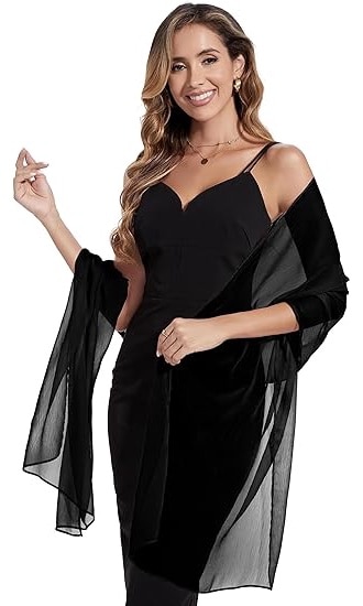 Esarfa voal dama, marime universala, neagra, 180 x 60 cm, BEAUTELICATE ...