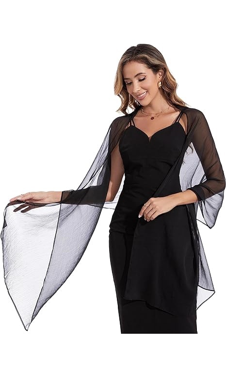 Esarfa voal dama, marime universala, neagra, 180 x 60 cm, BEAUTELICATE ...