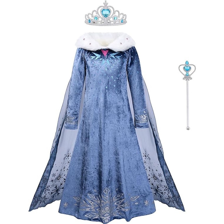 Costum Elsa Frozen Printesa Zapezii pentru copii, CEWROM, Set din 3 ...