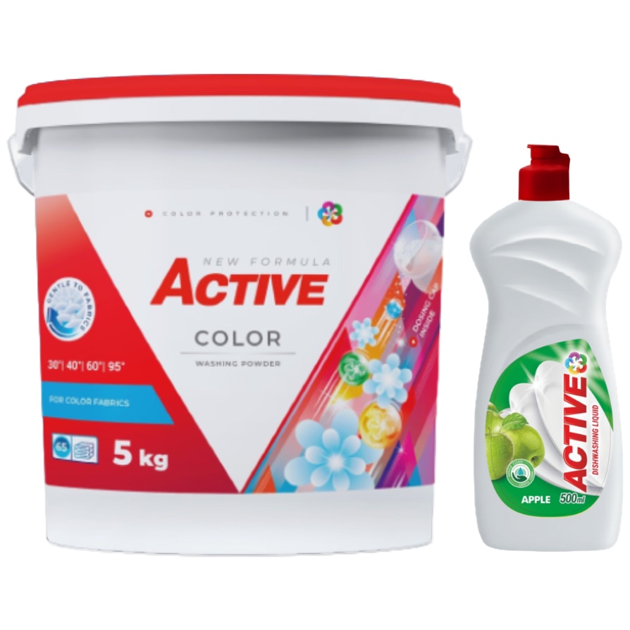 Active прах за пране на цветно пране 5 кг кофа 65 пранета Active