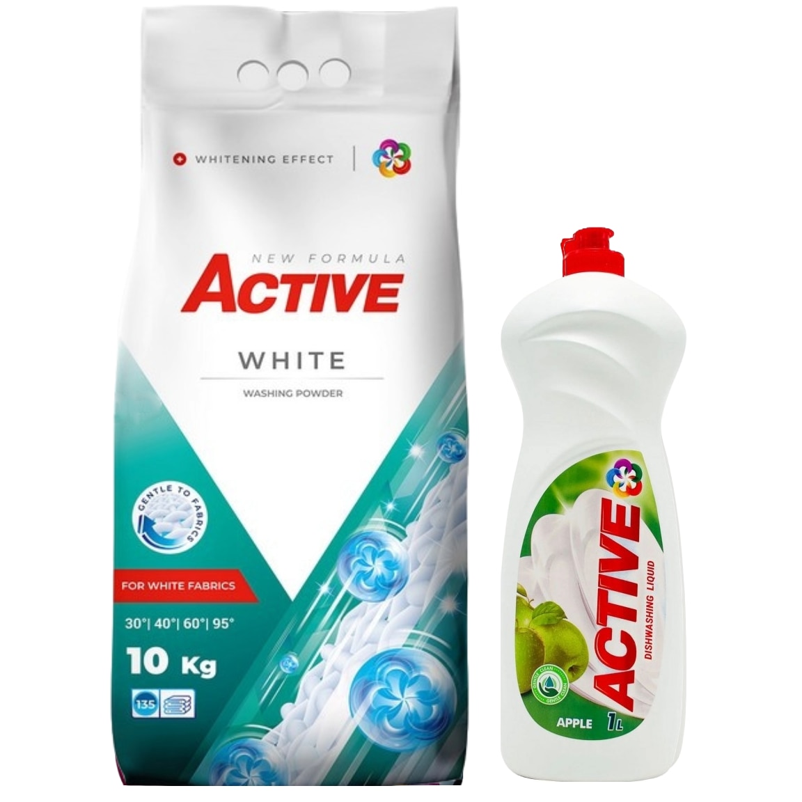 Detergent pudra pentru rufe albe Active sac 10kg 135 spalari ...
