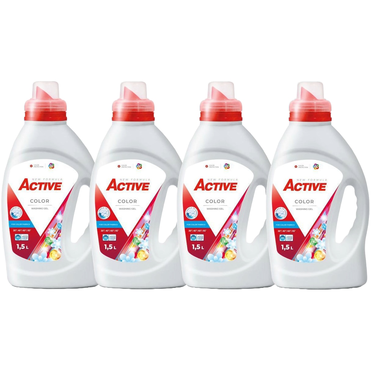 Detergent lichid pentru rufe colorate Active, 4 x 1.5 litri, 120 ...