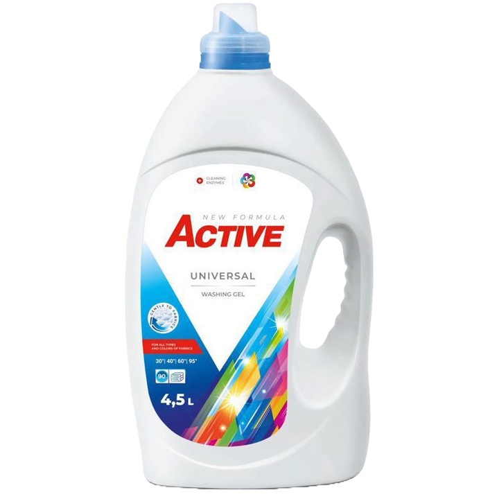 Detergent lichid Universal pentru rufe Active, 4.5 litri, 90 spalari ...