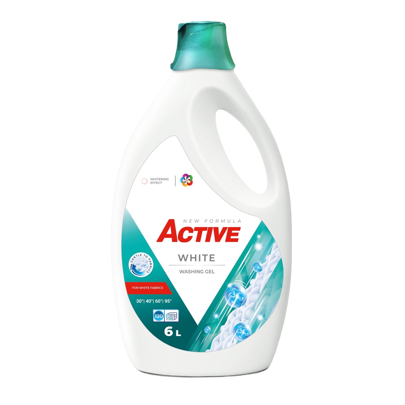 Detergent lichid pentru rufe albe Active, 6 litri, 120 spalari + Detergent de vase lichid Active ...