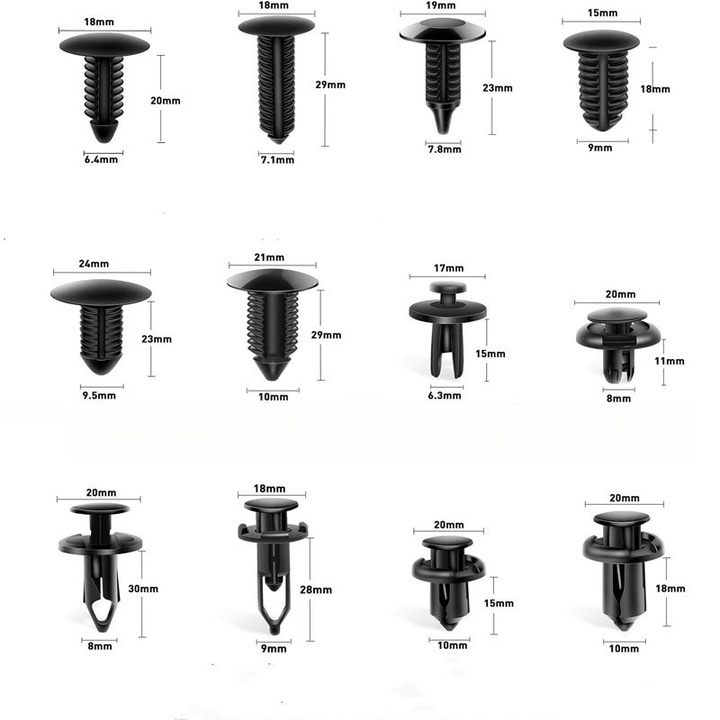 Set 245 bucati clipsuri auto universale, Nylon, Negru - eMAG.ro