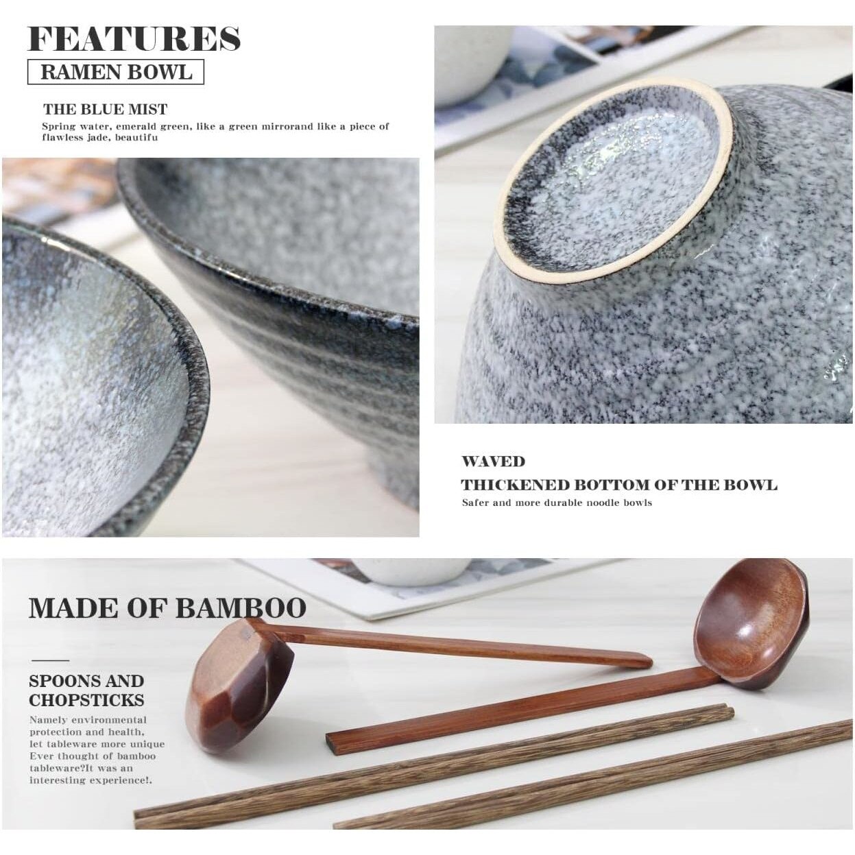 Set Ramen pentru 2 Persoane, 6 Piese - boluri, linguri si betisoare ... Set Ramen pentru 2 Persoane, 6 Piese - boluri, linguri si betisoare ...
