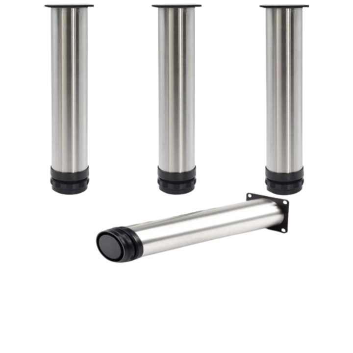 Set 4 picioare reglabile pentru mobila, Inox, ABS, 18 cm, Argintiu ...