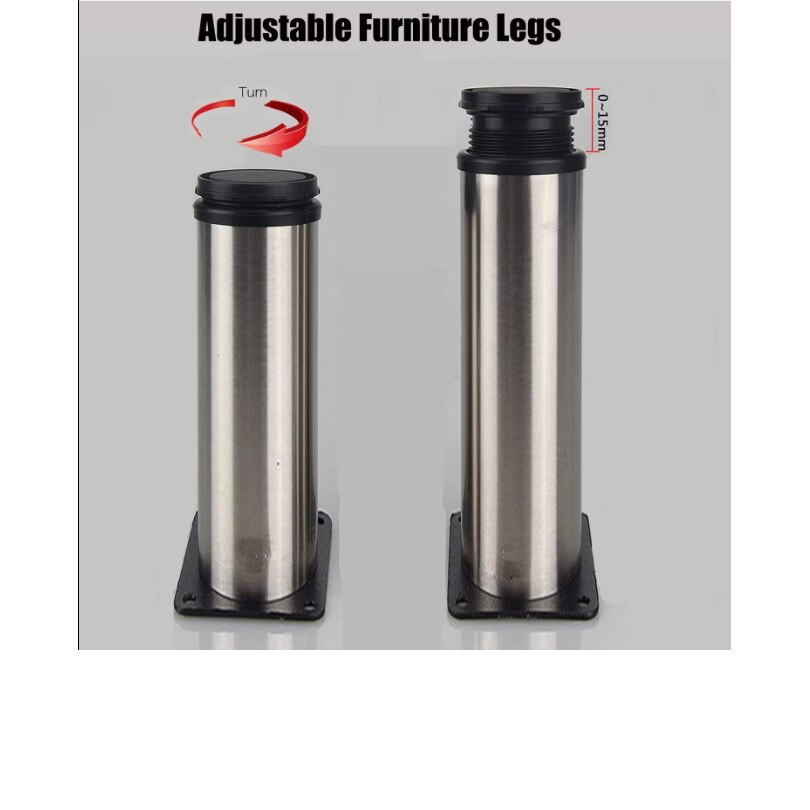 Set 4 picioare reglabile pentru mobila, Inox, ABS, 18 cm, Argintiu ...