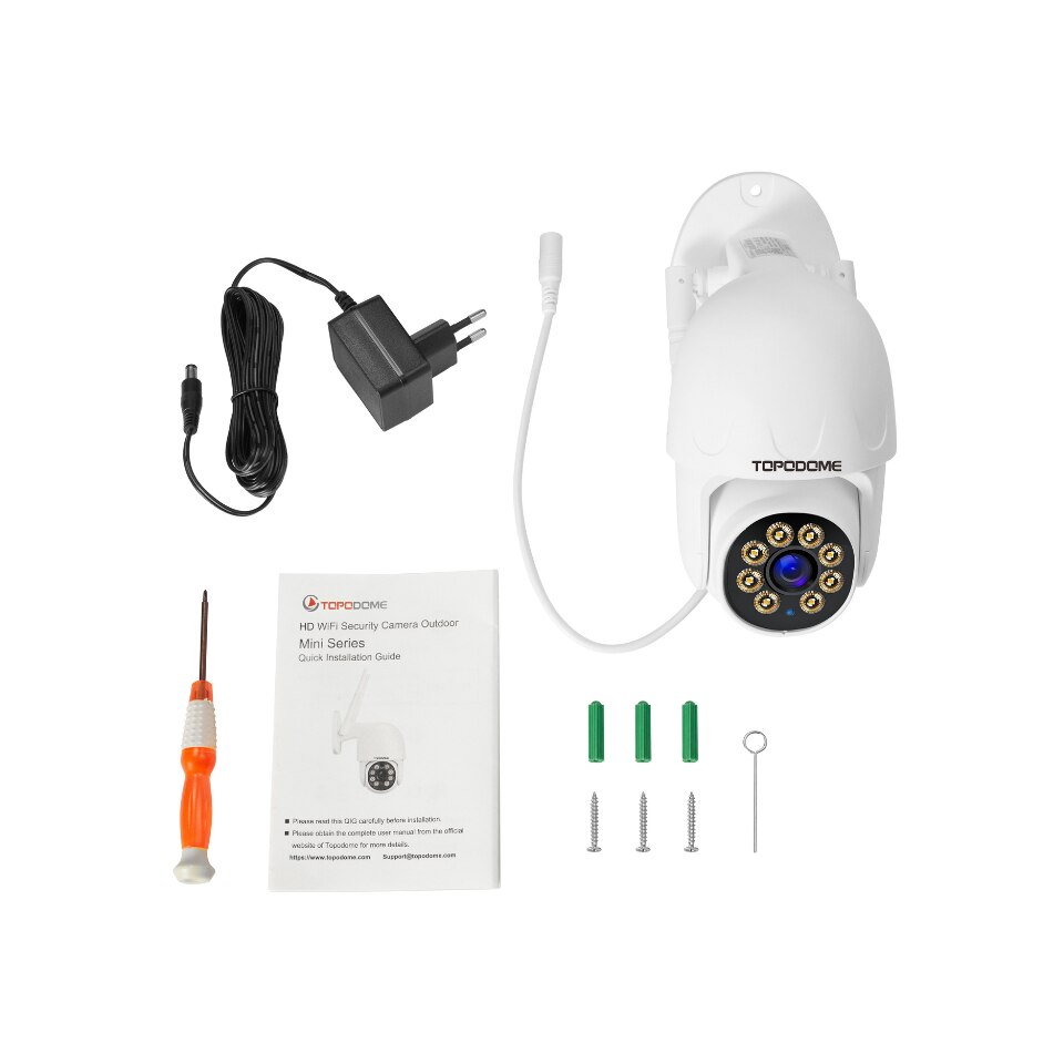 Camera de securitate Wi-Fi pentru exterior, Topodome, 1080P, IP66 RTSP ...