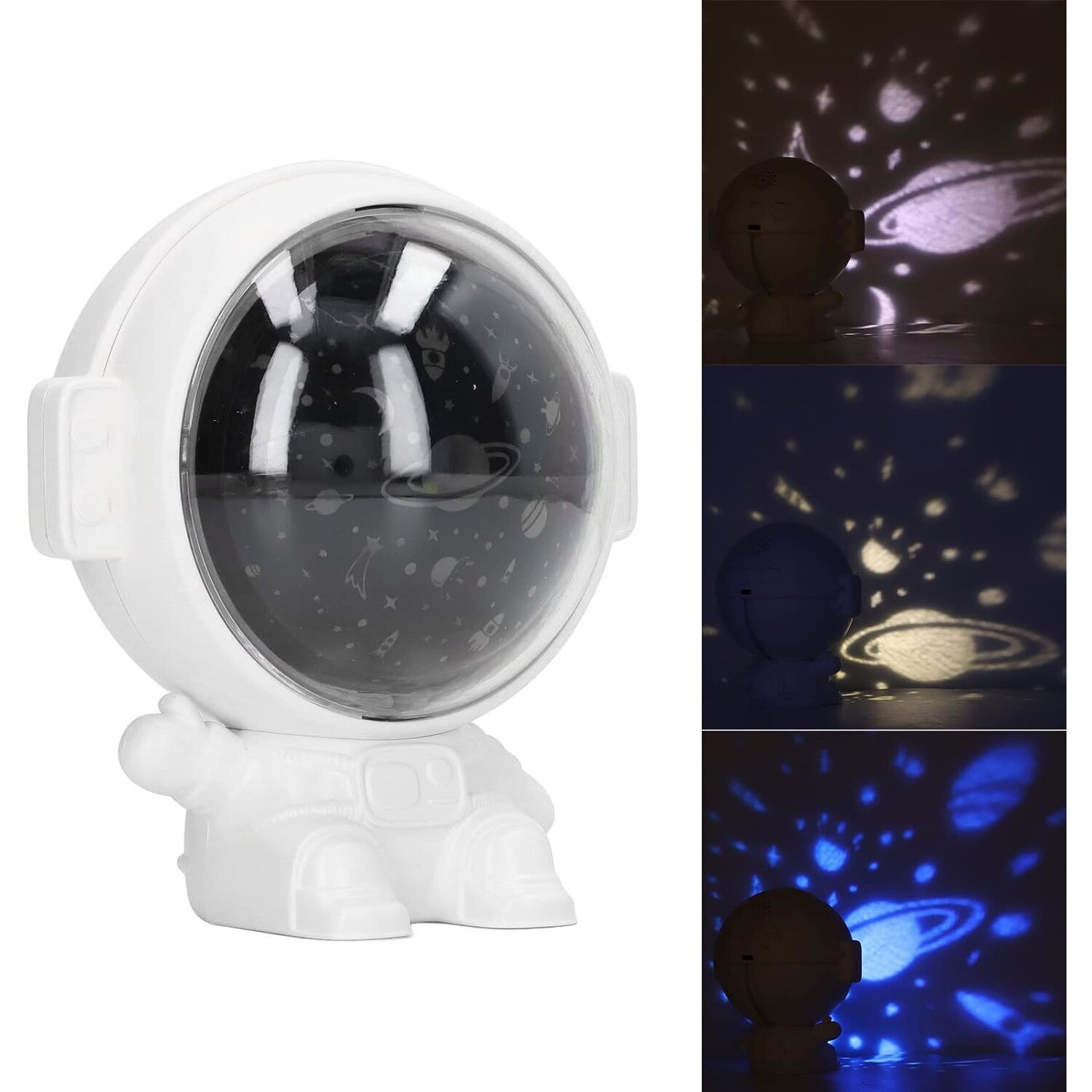 Lampa pentru copii Astronaut portabila cu LEDuri, melodii si proiector ...
