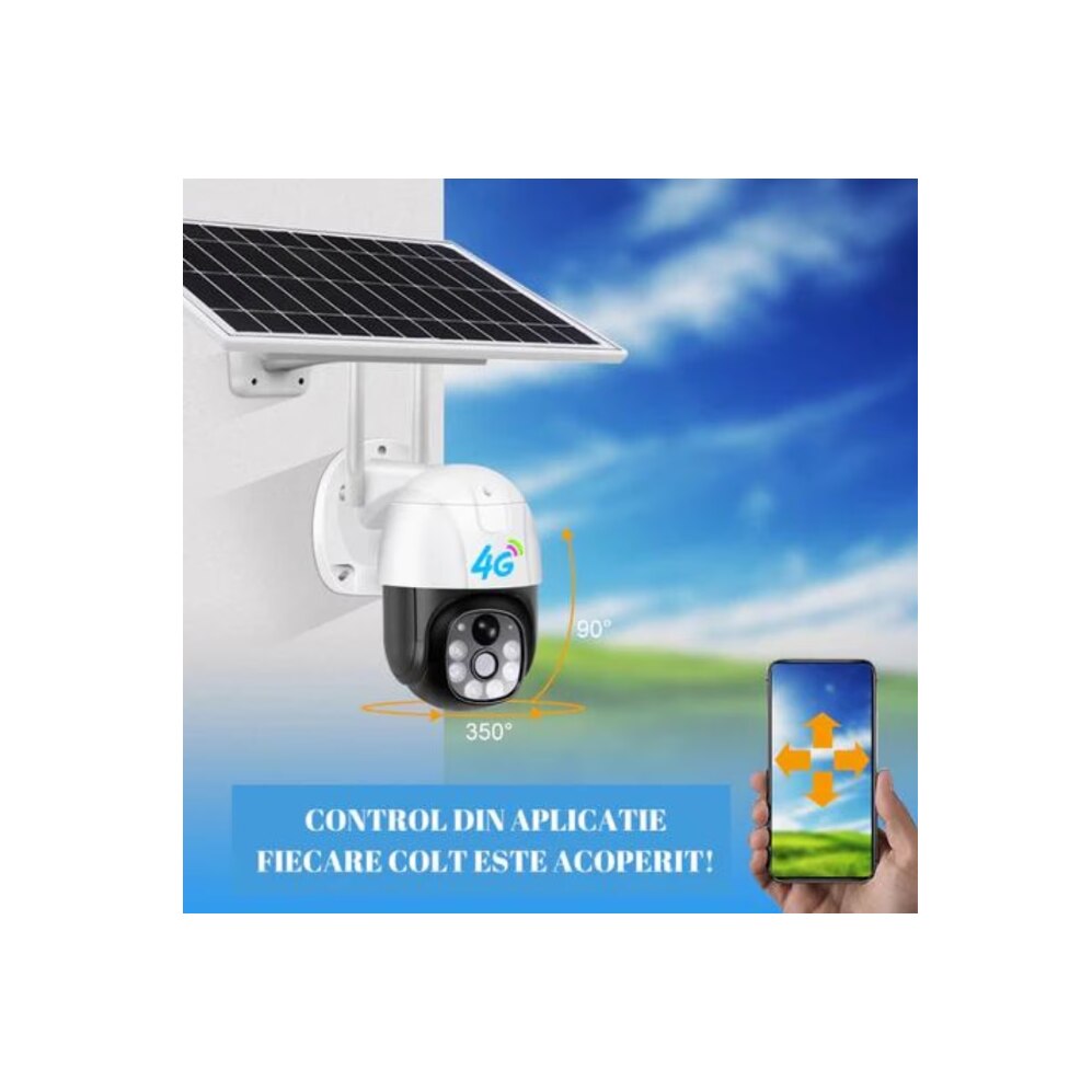 Camera de Supraveghere, AT PERFORMANCE ®, cu Incarcare Solara 4G- SIM ...