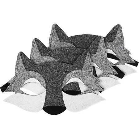 Set 3 masti copii model lup, gri, din fetru, marime universala - eMAG.ro