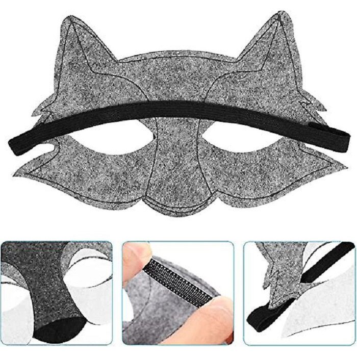 Set 3 masti copii model lup, gri, din fetru, marime universala - eMAG.ro