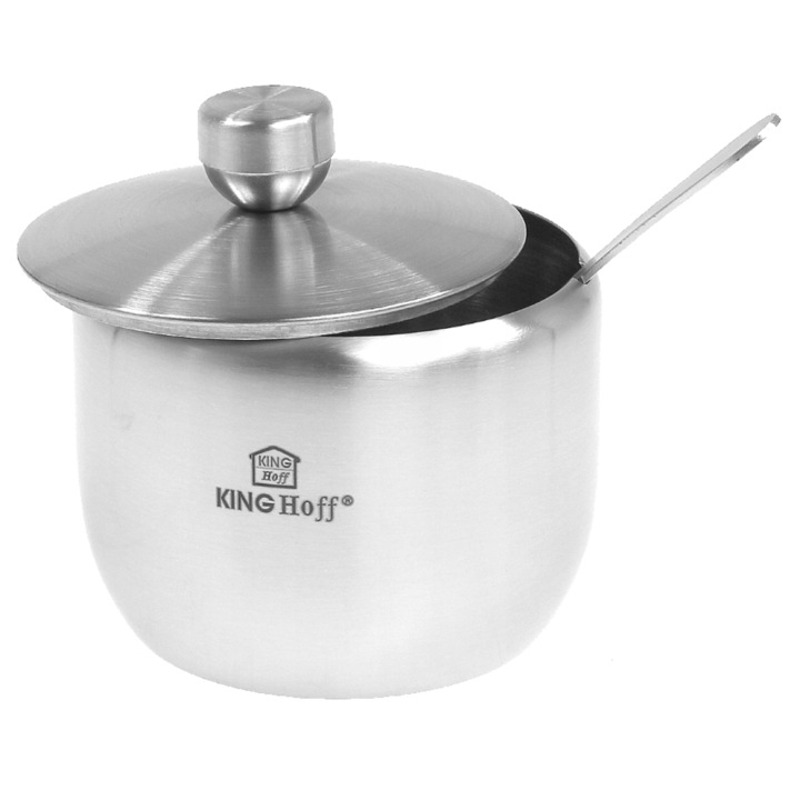 Recipient pentru zahar, condimente, sosuri, cu lingura si capac, inox ...