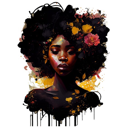 Sticker Cu Portret Zeita Cu Florilor In Parul Cret, Triburi Africane ...