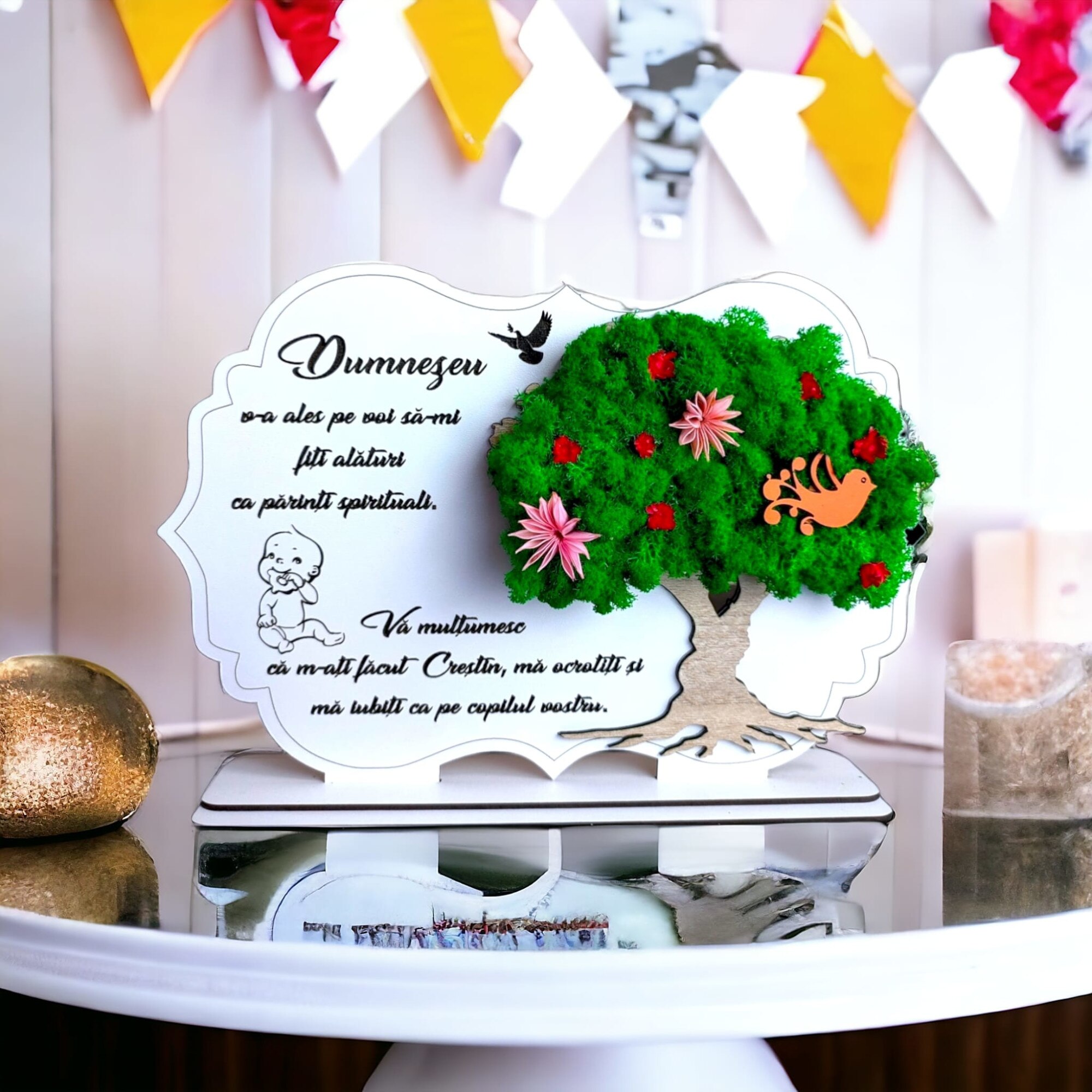 Tablou copac cu licheni stabilizati, personalizat cu mesaj standard ...