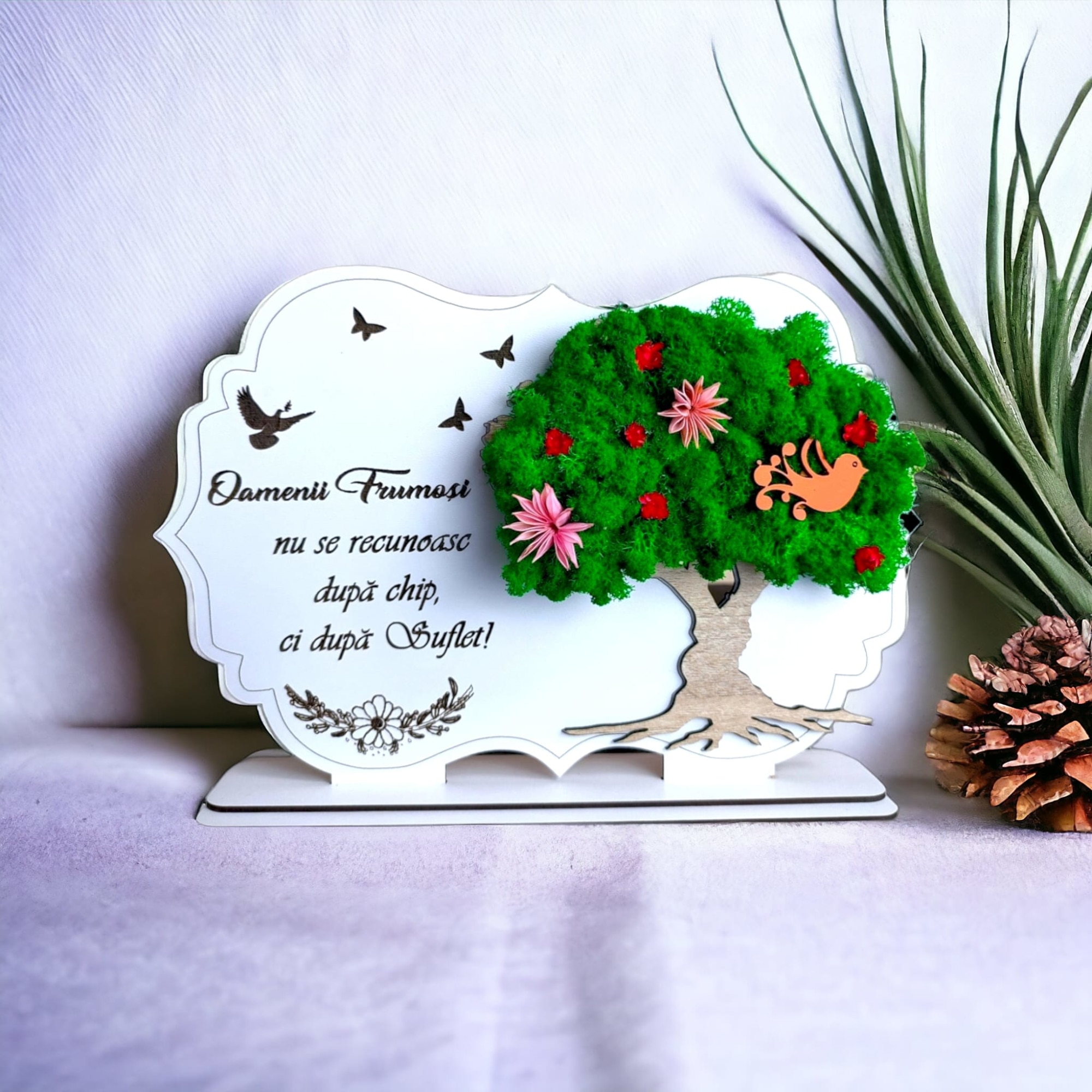 Tablou copac cu licheni stabilizati, personalizat cu mesaj standard ...