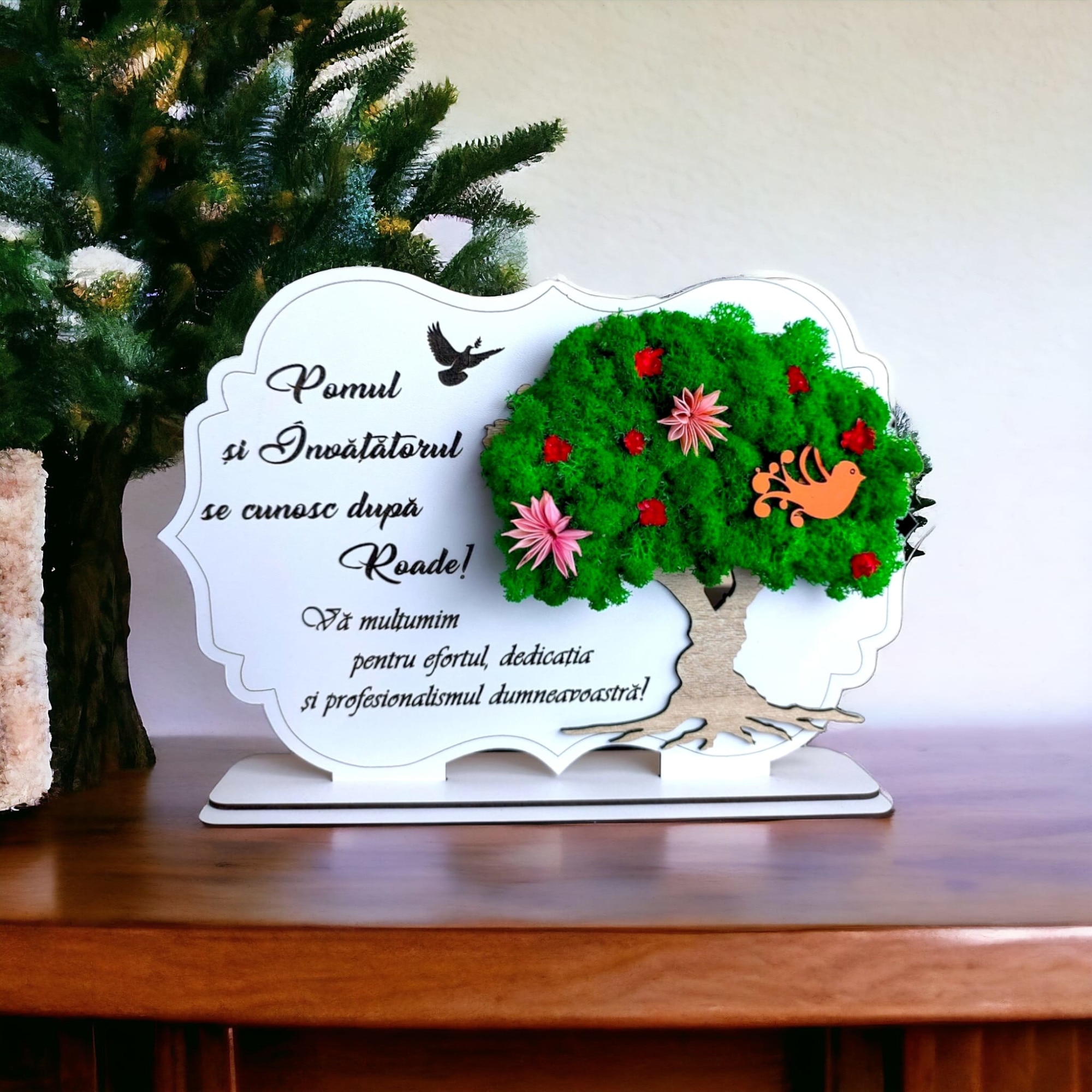 Tablou copac cu licheni stabilizati, personalizat cu mesaj standard ...