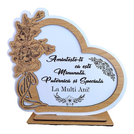 Decoratiune tablou inima, personalizat cu mesaj standard pentru sotie ...