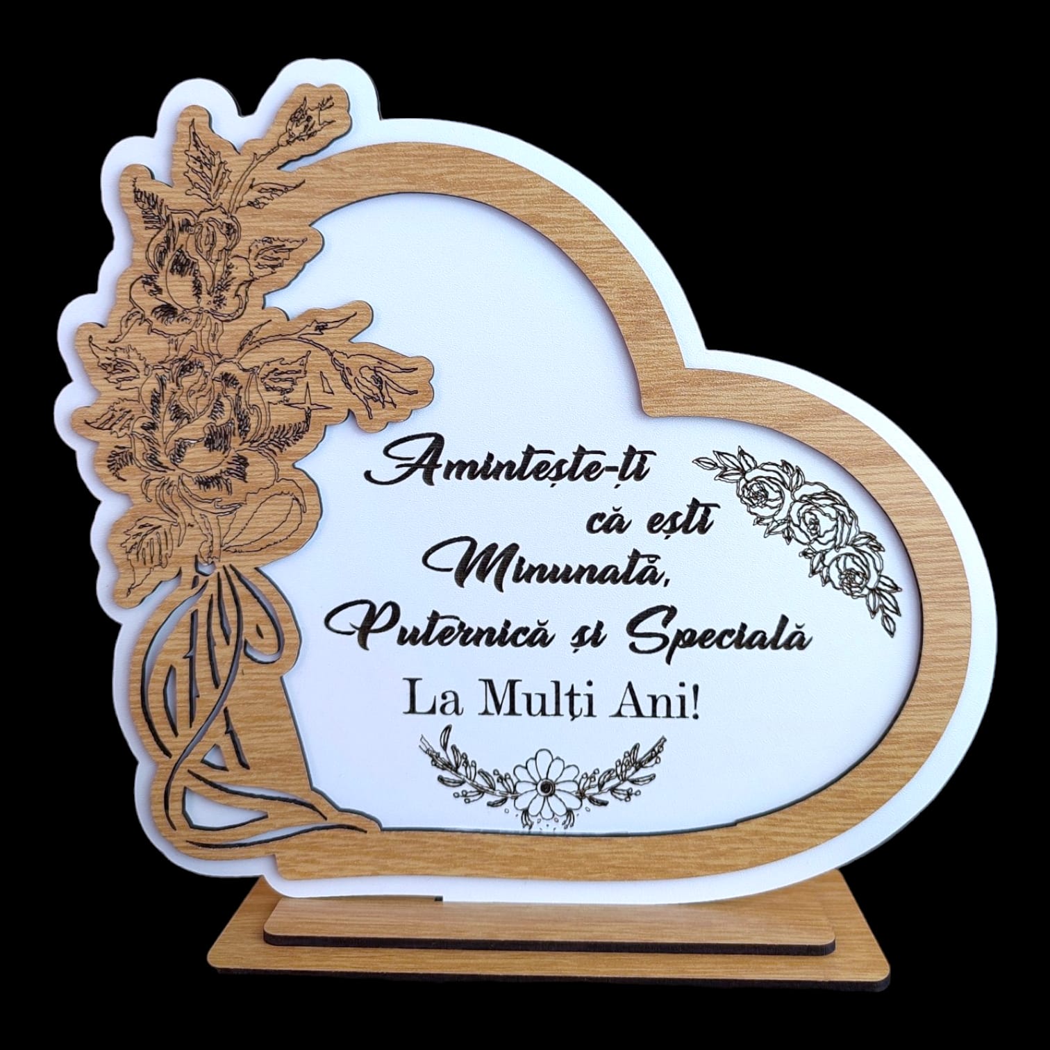 Decoratiune tablou inima, personalizat cu mesaj standard pentru sotie ...