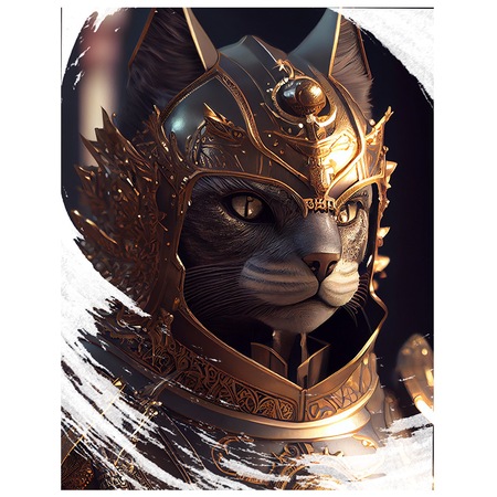 Sticker Cu Portret Motan Razboinic, Armura De Aur, Iubitorii De Pisici ...