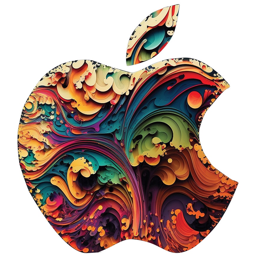 Still Apple Logo Sticker, Apple Flowing Colors in Symbol, Bite Mark ...
