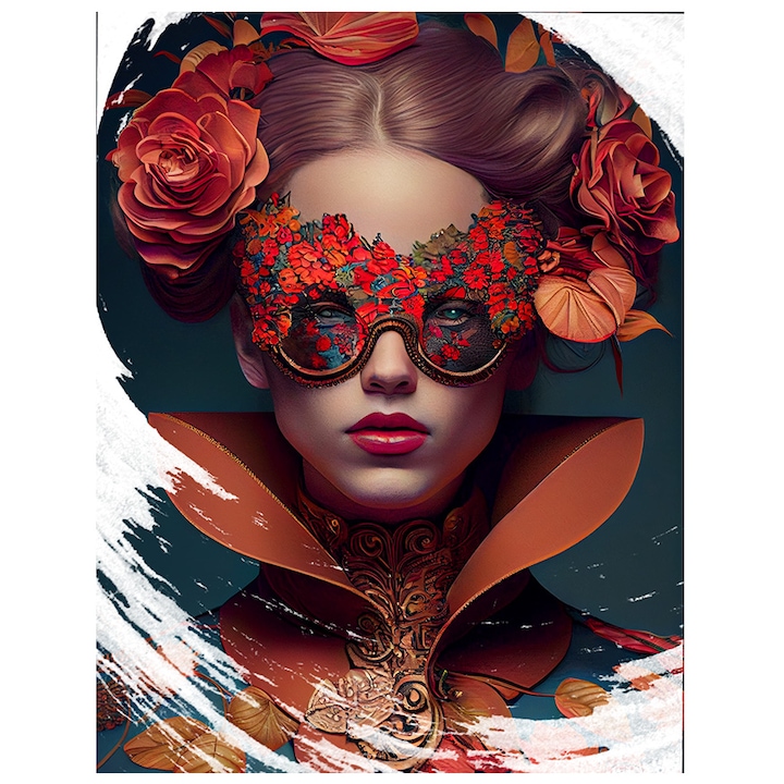 Sticker Cu Portret Regina Carnavalului, Ochelarii Trandafiri Rosii ...