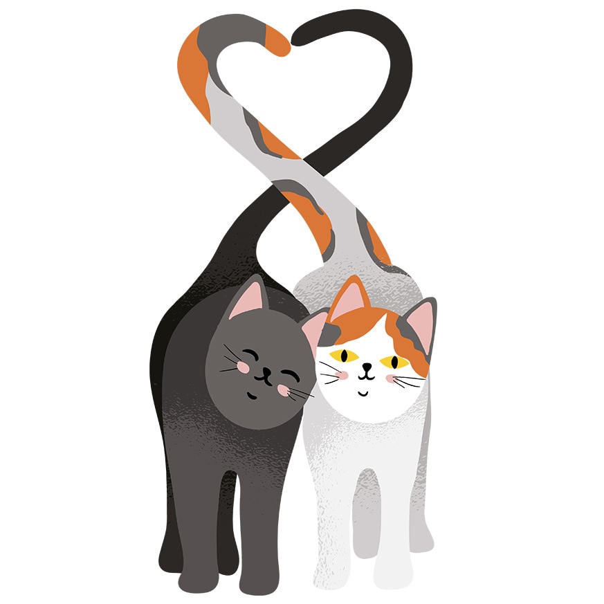 Sticker Cu Pisci Indragostite, Inima Formata Din Cozile Lor, Animale ...