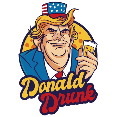 Sticker Cu Mesaj Haios Donald Drung, Caricatura Barbat Gras Cu par ...