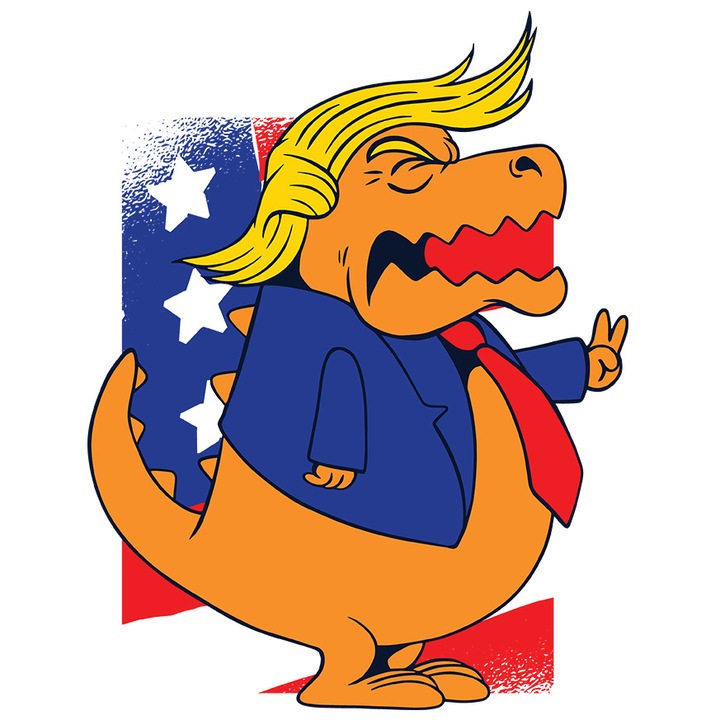 Sticker Stil Caricatura Presedintele Statelor Unite Ale Americii, Steag ...