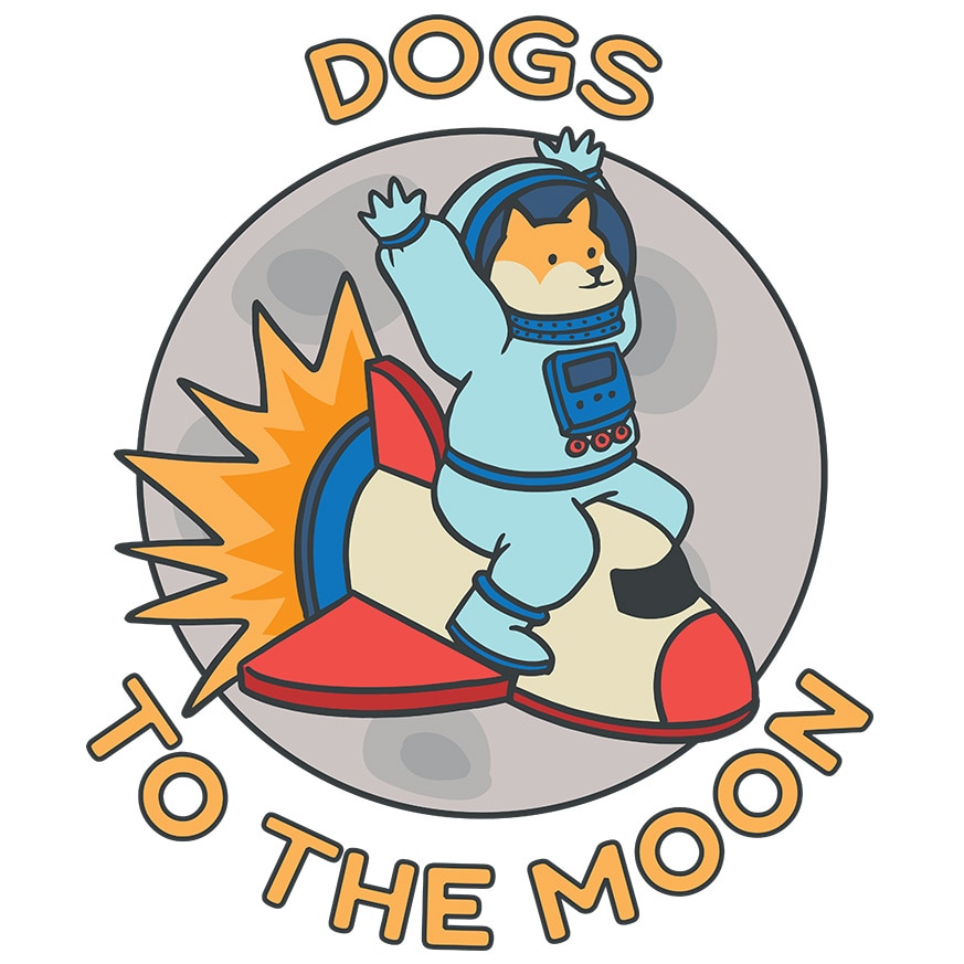 Sticker Cu Caine In Costum De Astronaut Pe O Racheta Zburatoare ...