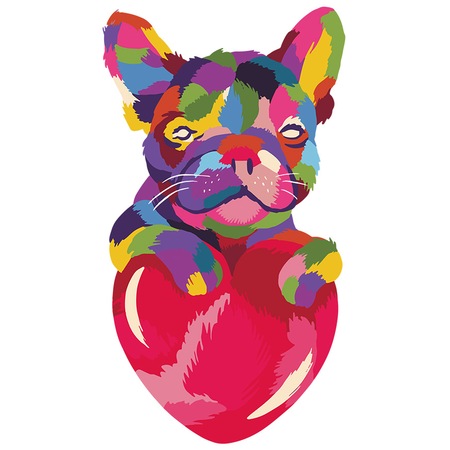 Sticker Caine, Inima, Dragut, Simpatic, Zambitor, cu Margini Albe, PVC ...