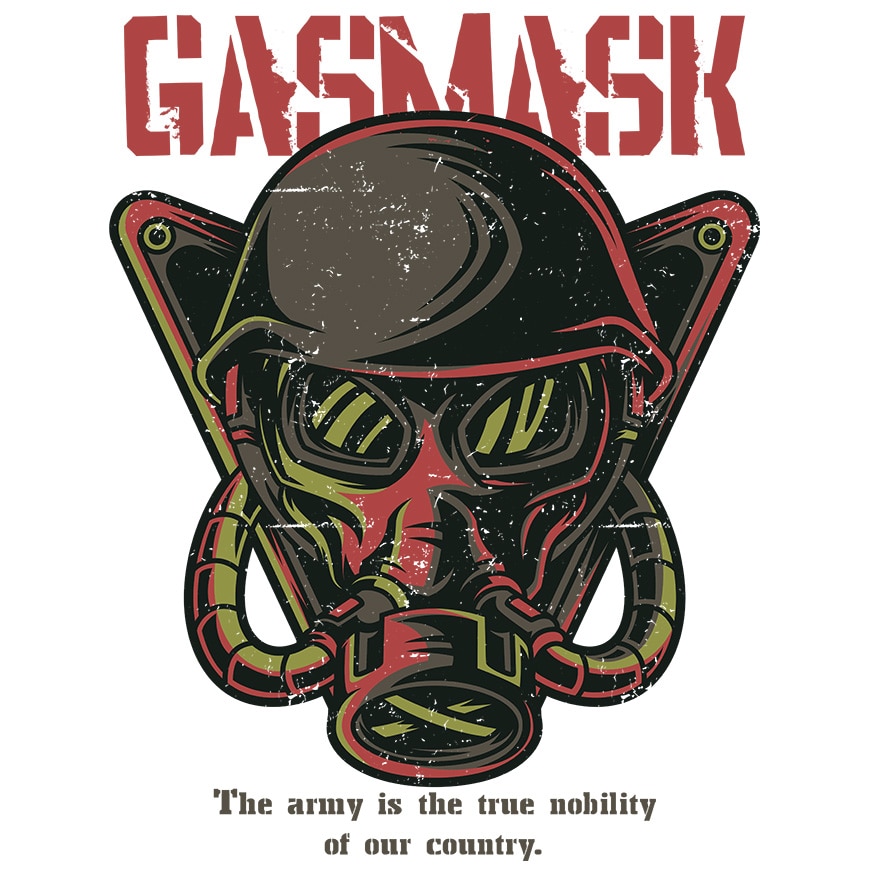 Sticker Cu Masca De Gaz, Text In Engleza Gasmask The army Is The True ...