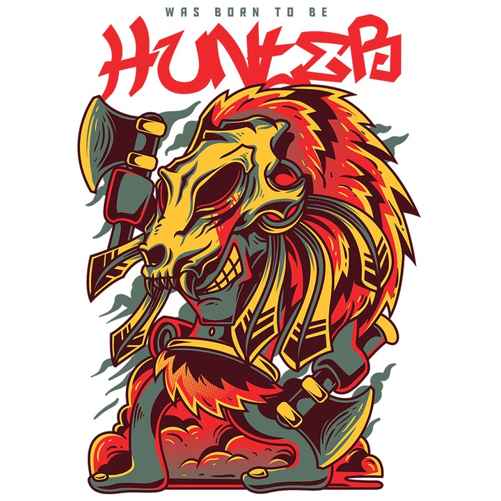 Sticker Cu Silueta Om Masca De Craniu Dinozaur, Pene Stil Triburi ...