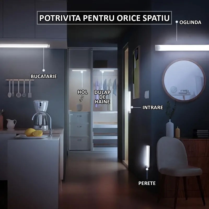 Lampa LED cu senzor de miscare si lumina NEXTLY, 30 cm, pentru dulap ...