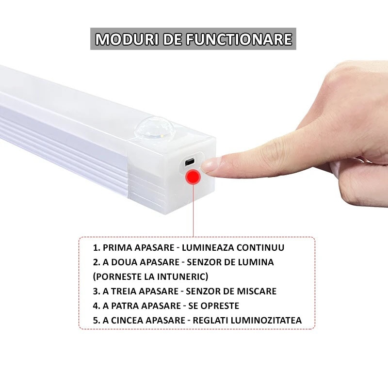 Lampa LED cu senzor de miscare si lumina NEXTLY, 20 cm, pentru dulap ...