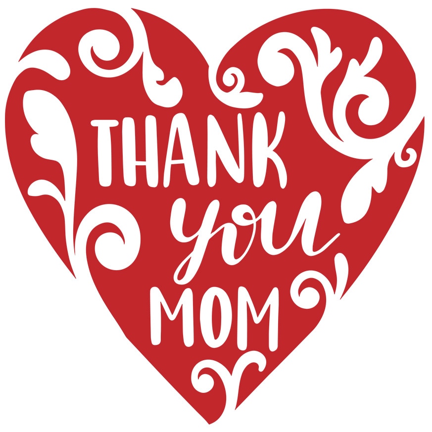 Sticker Cu Inima Rosie Text In Engleza Thank You mom, Cea Mai Buna mama ...