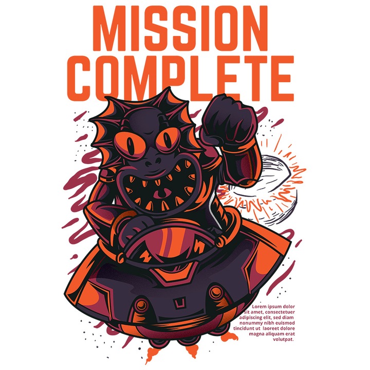 Sticker Cu Monstru Intr-o Nava Spatiala Invingator, Text In Engleza ...