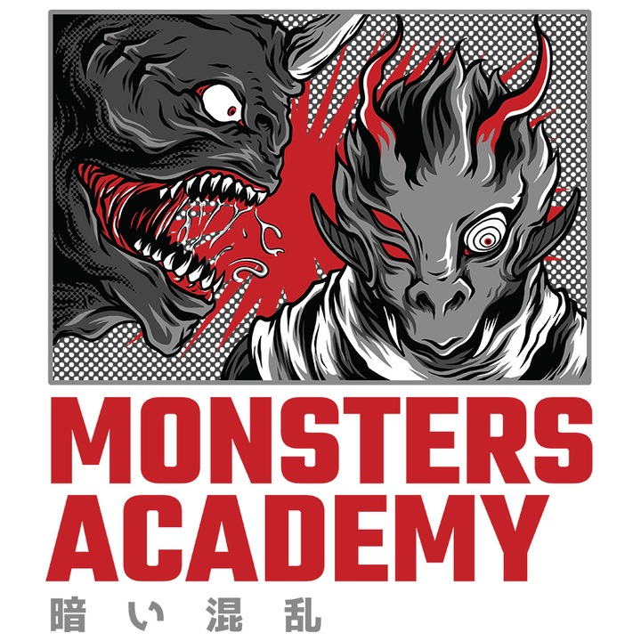 Sticker Cu Doi Monstri Unul Tipand, Imagine Stil Benzi Desenate, Text ...