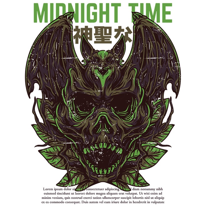 Sticker Cu Craniu Schelete Monstru Din Jungla Text In Engleza Midnight ...