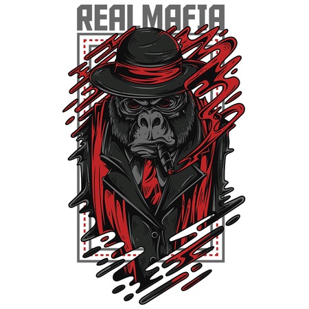 Sticker Cu Portret Gorila Eleganta Tinuta mafie Palarie Cu Bandana ...