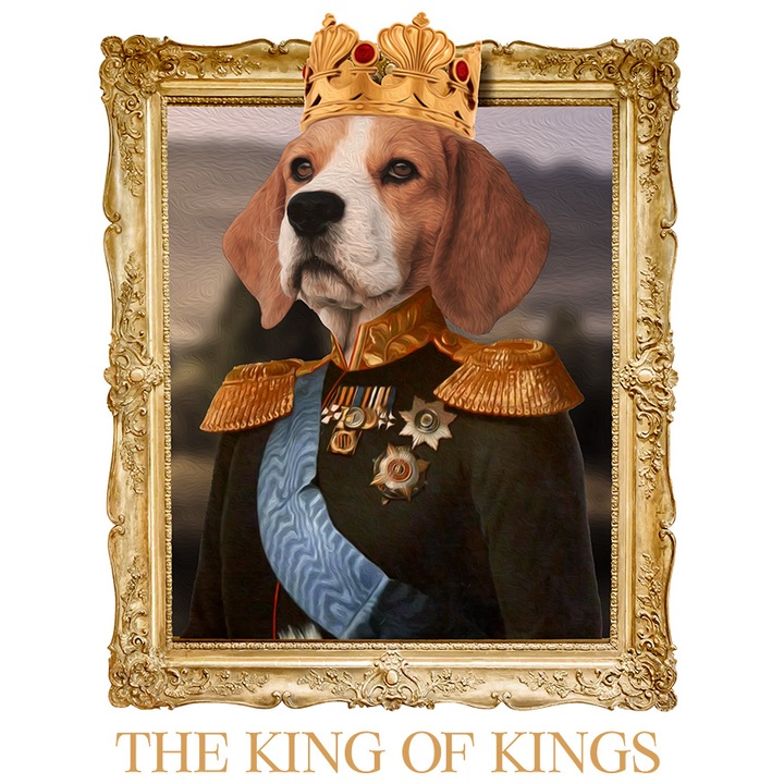Sticker Cu Tablou Caine Rege In Costum Cu Medalii Si Coroana DE aur ...