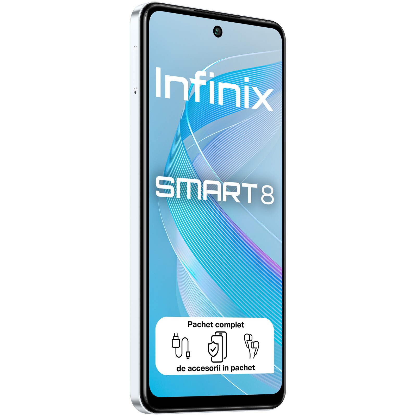 Смартфон Infinix SMART 8, 3GB RAM, 64GB, 4G, Galaxy White - eMAG.bg