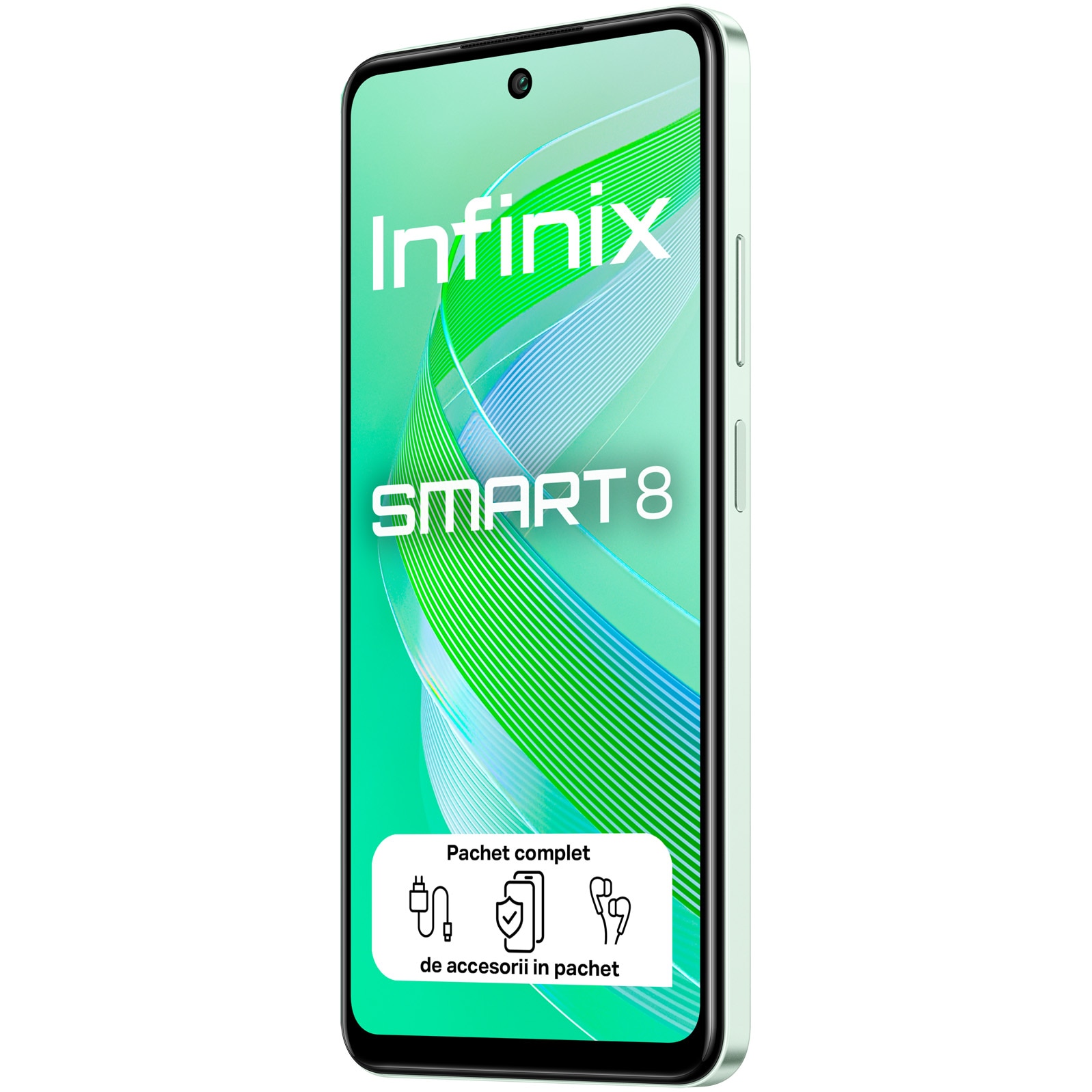 Telefon mobil Infinix SMART 8, 3GB RAM, 64GB, 4G, Crystal Green - eMAG.ro