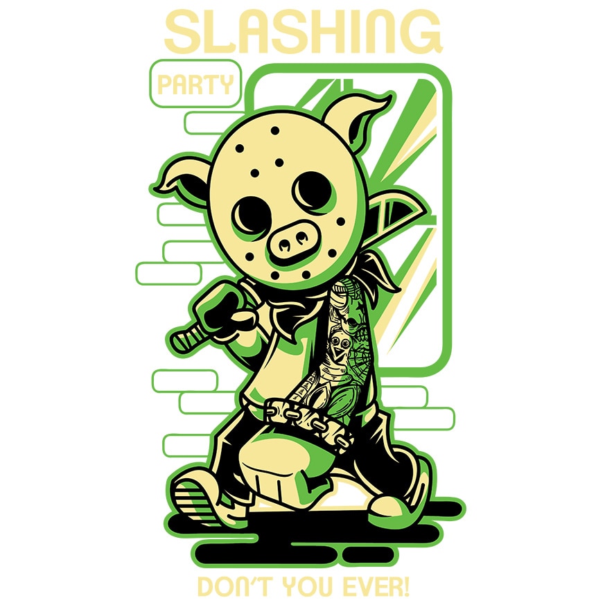 Sticker Cu Om Costumat Masca DE Porc Si Bata In Mana, Grafica Stil ...