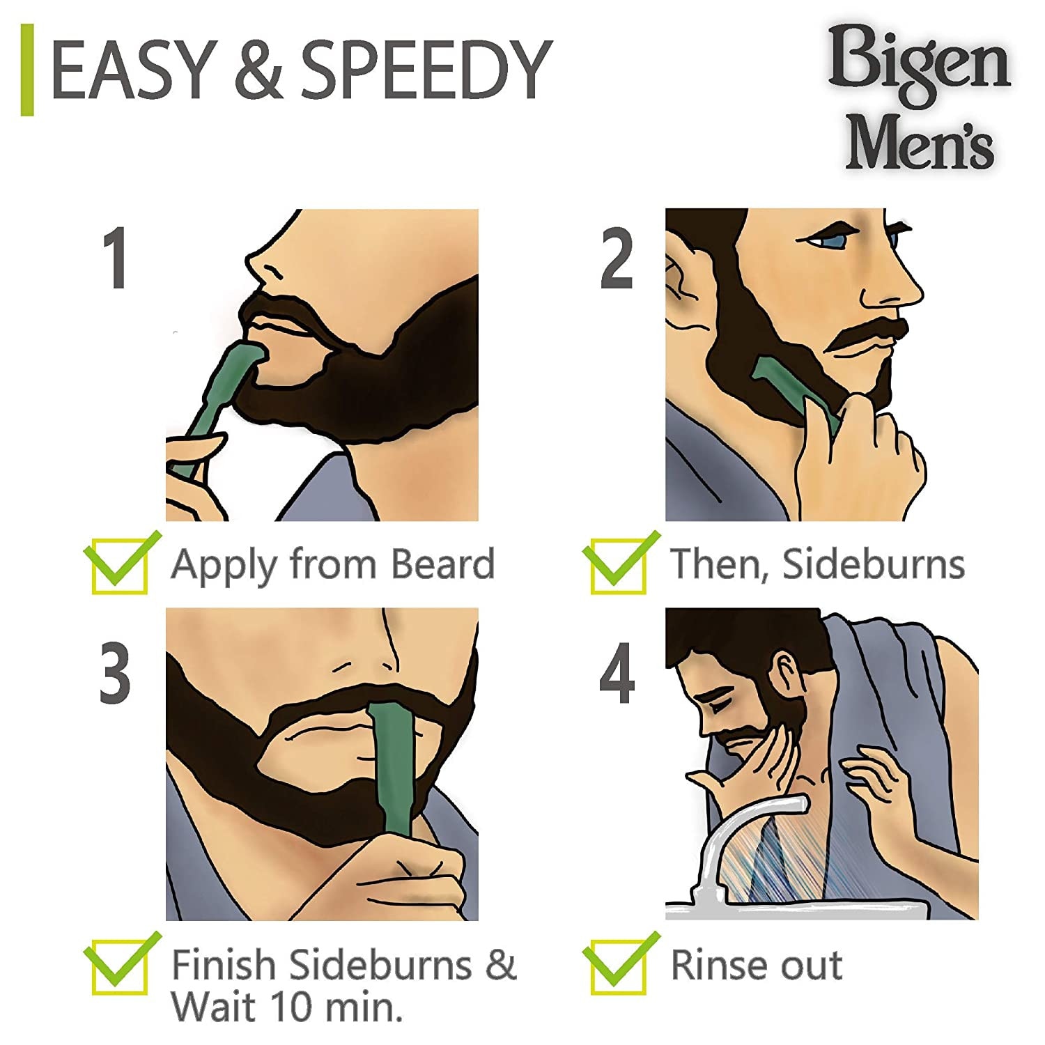Професионална боя за брада, Bigen, Beard Color 101, естествено черно ...