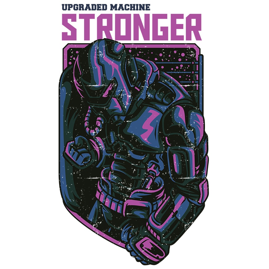 Sticker Cu Robot, Text In Engleza Upgrade Machine Stronger, Inteligenta ...