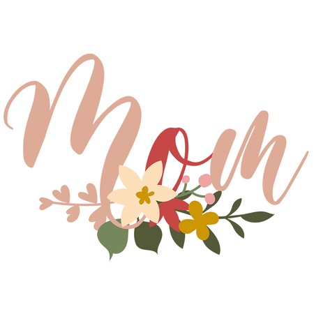 Sticker Cu Flori Colorate, Text in Engleza Mom, Cea Mai Buna Mama ...