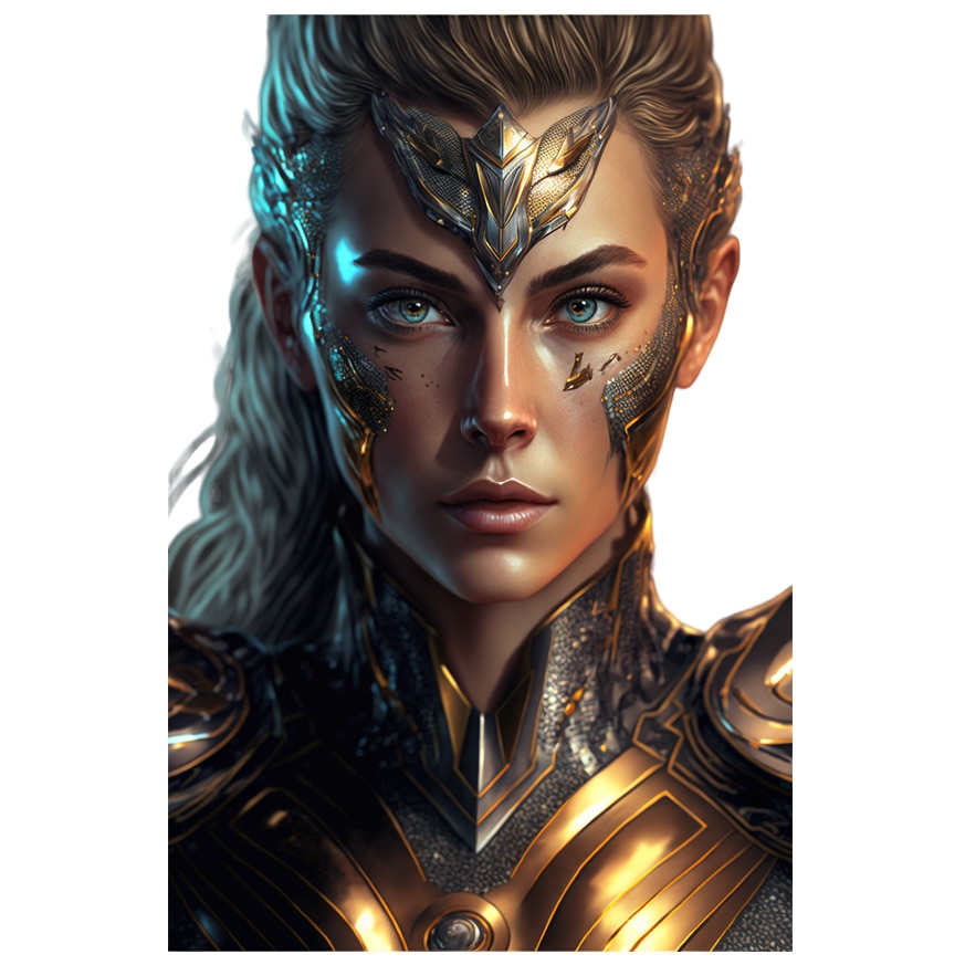 Blonde Hair Warrior Woman Golden Iron Armor Super Women Saint Movie ...